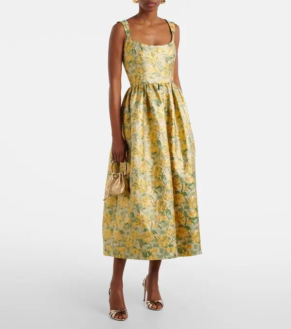 MARKARIAN Floral Lame Jacquard Gown