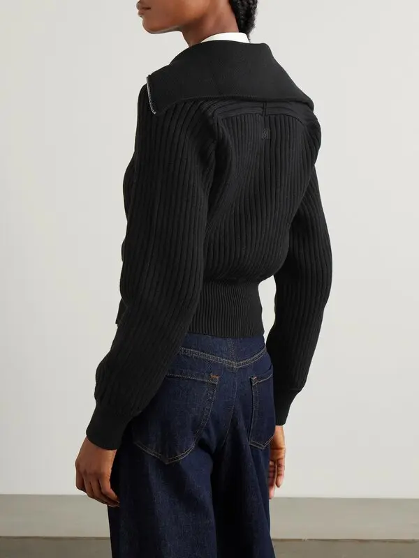 HIGH SPORT Chester Ribbed Cotton-blend Half-zip Sweater - Black