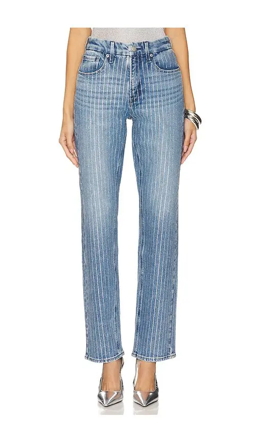 Good American Good Icon Rhinestone Jeans - Denim-medium