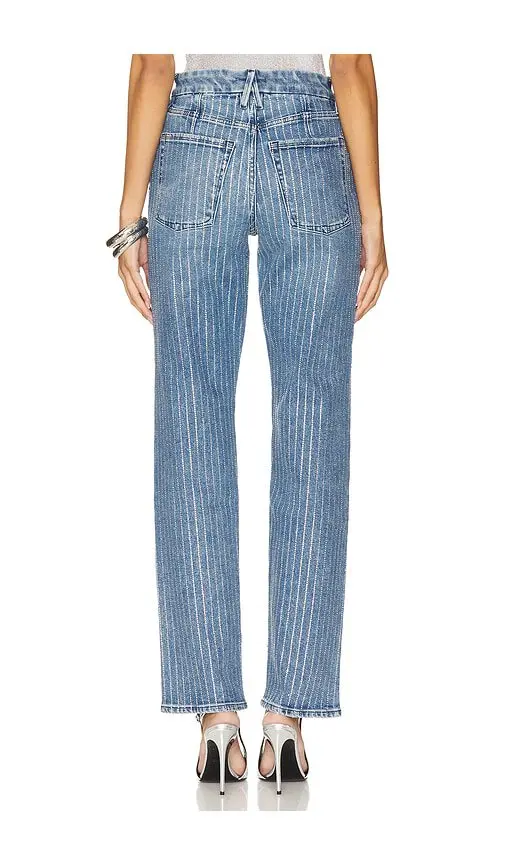 Good American Rhinestone Embellished Denim Trousers