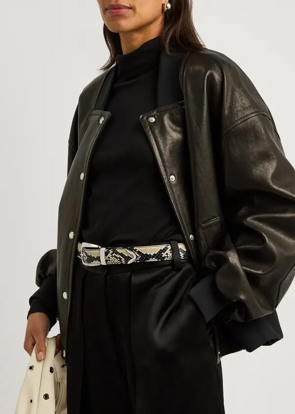 Khaite Benny Snake-effect Leather Belt