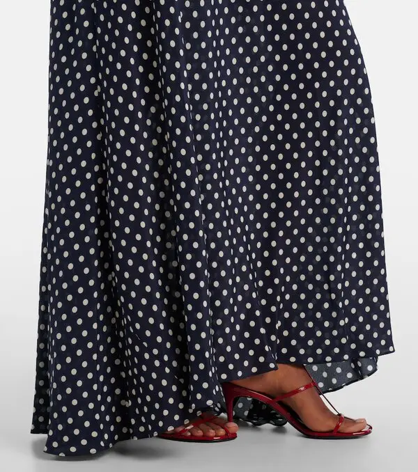 Rixo Emory Polka-dot Silk Maxi Dress
