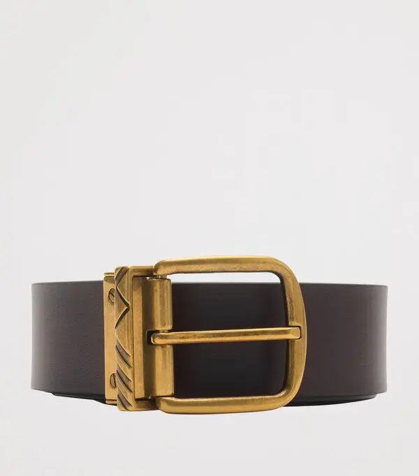 Burberry Reversible Check Leather Belt - Black