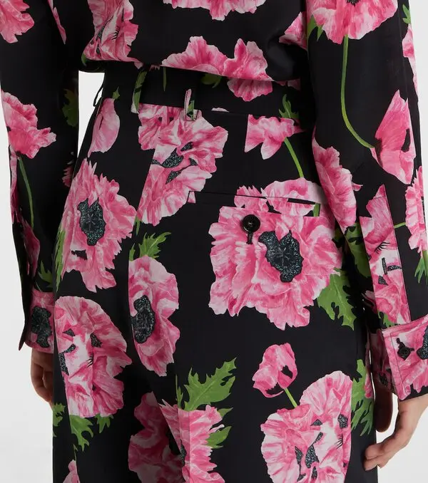 Stella McCartney Poppy Floral Wide-leg Silk Trousers