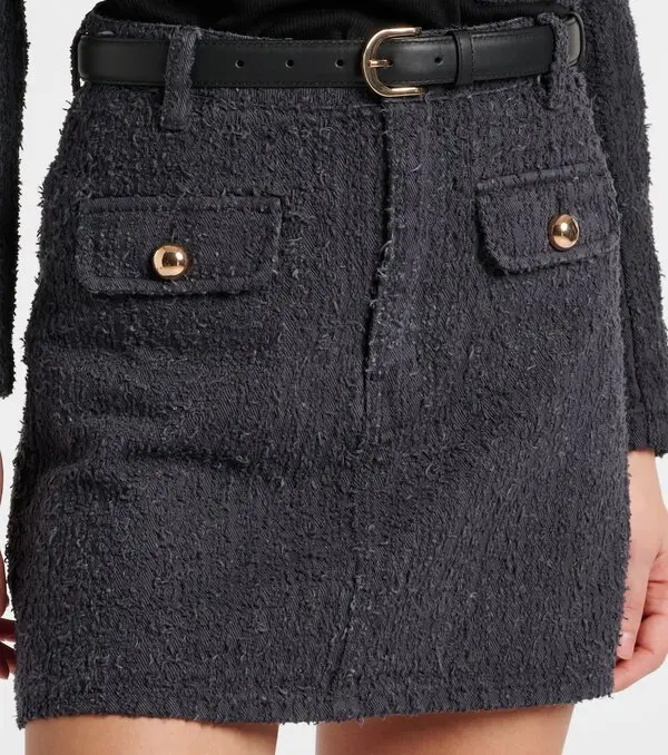 SELF-PORTRAIT Textured Denim Miniskirt
