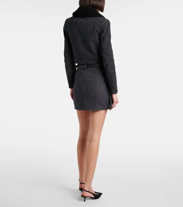 SELF-PORTRAIT Textured Denim Miniskirt