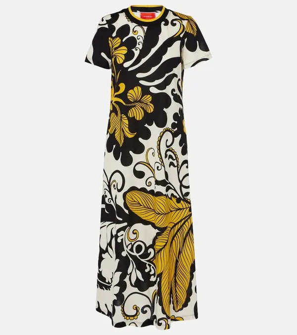 La DoubleJ Meditation Floral Cotton Midi Dress - Multicoloured
