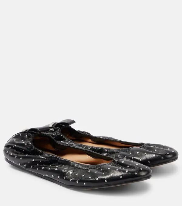 Isabel Marant Étoile Belna Embellished Leather Ballet Flats - Black