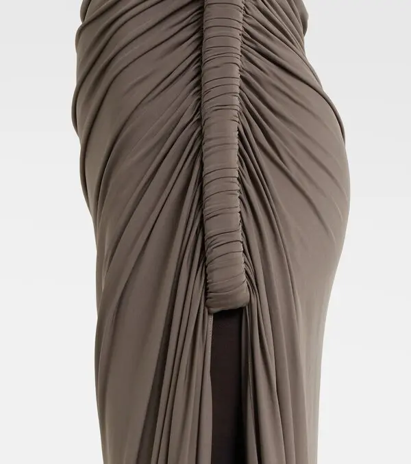 Alaïa Asymmetrical Ruched Midi Dress