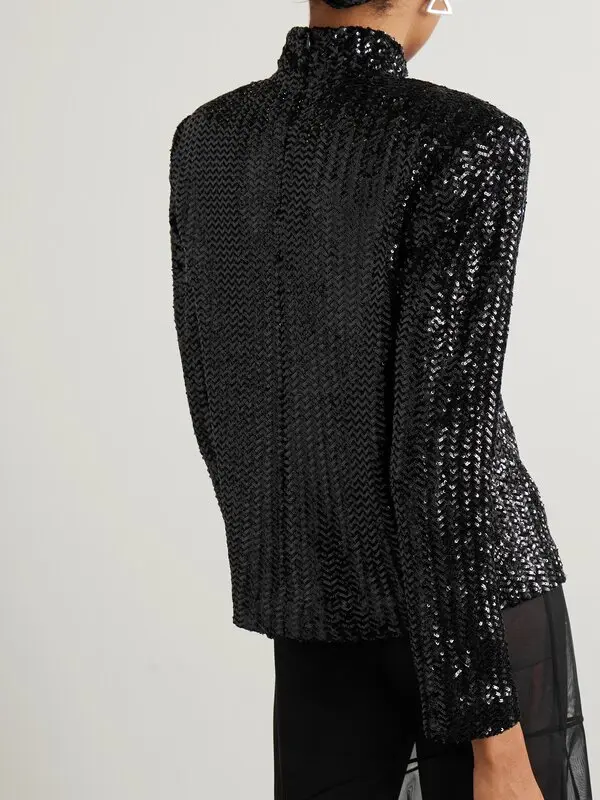 ANINE BING Josephine Sequined Tulle Top