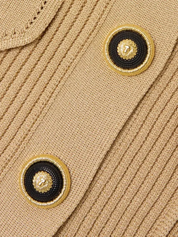 Balmain Ribbed Pointelle-knit Cardigan
