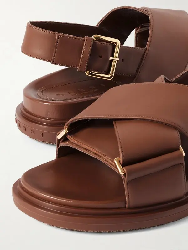 Marni Fussbett Leather Slingback Sandals - Brown