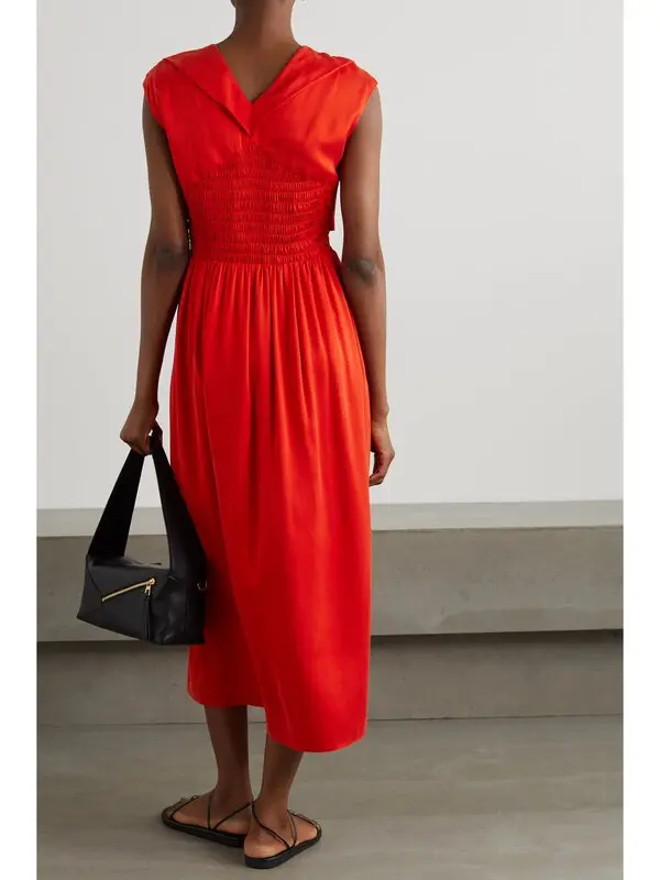 Tove Mahaney Smocked Silk Midi Dress