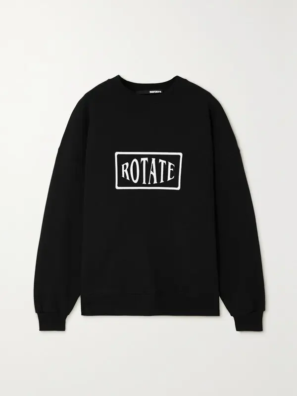 ROTATE BY BIRGER CHRISTENSEN Iris Appliquéd Organic Cotton-jersey Sweatshirt