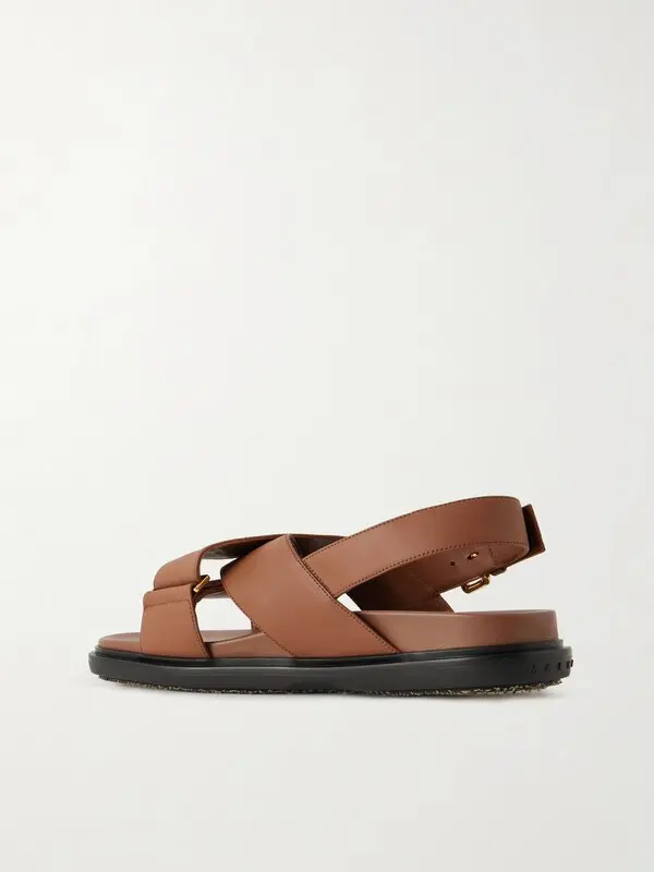 Marni Fussbett Leather Slingback Sandals - Brown
