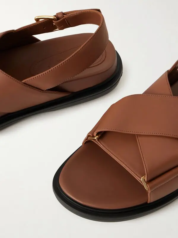 Marni Fussbett Leather Slingback Sandals - Brown