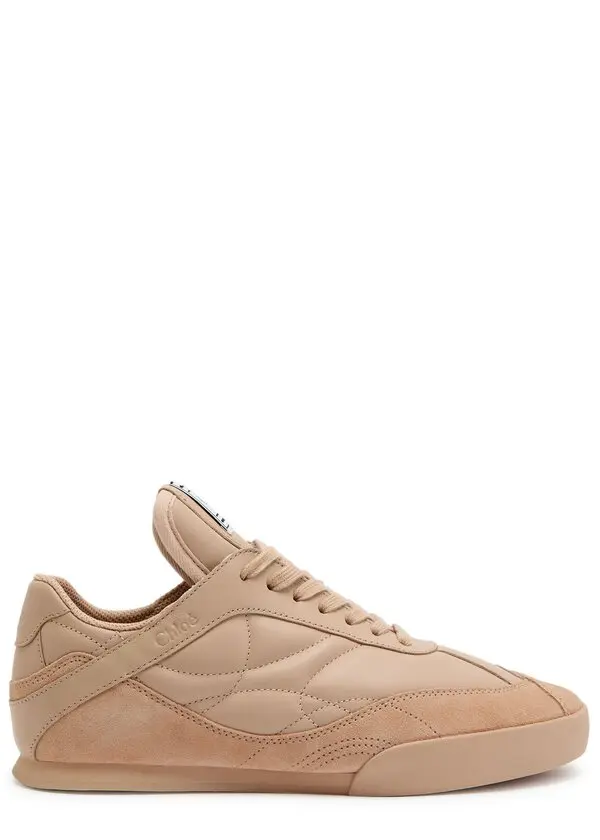 Chloé Kick Paneled Leather Sneakers - Tan