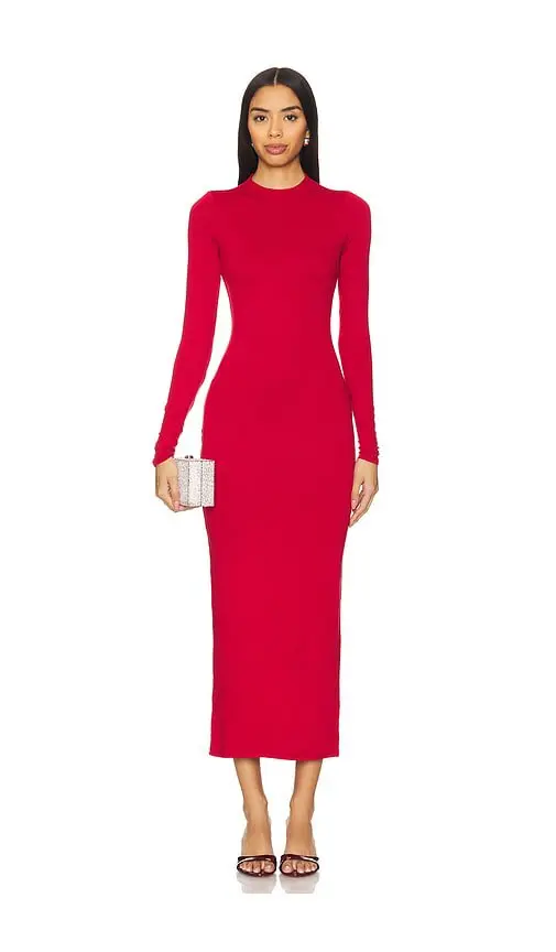 AFRM Juniper Long-sleeve Midi Dress - Red
