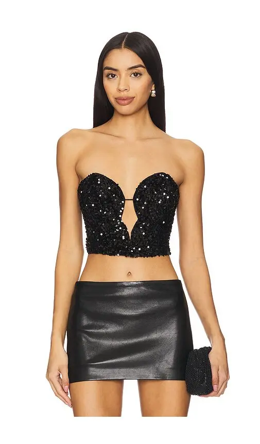 Bardot Eleni Velvet Sequin Bustier In . Also - Black