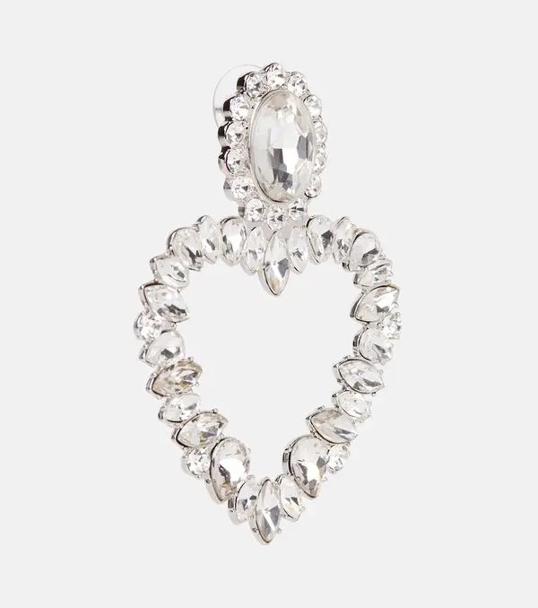 SELF-PORTRAIT Crystal Heart Drop Earrings