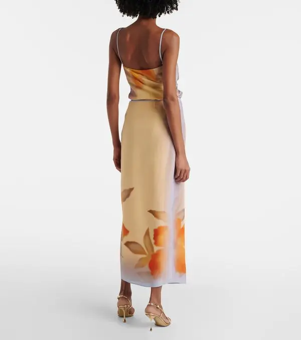SIR. Floral Silk Crepe Wrap Skirt