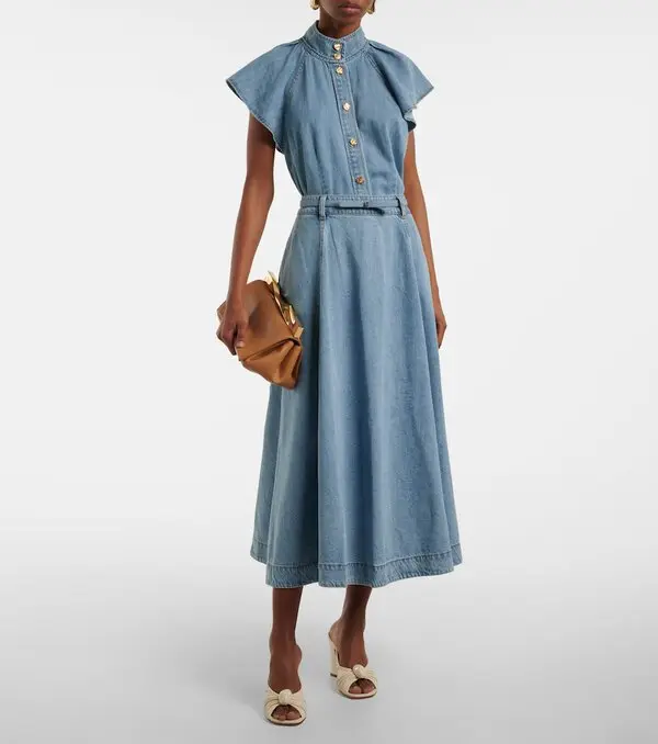 Zimmermann Crush Flutter Sleeve Denim Shirt