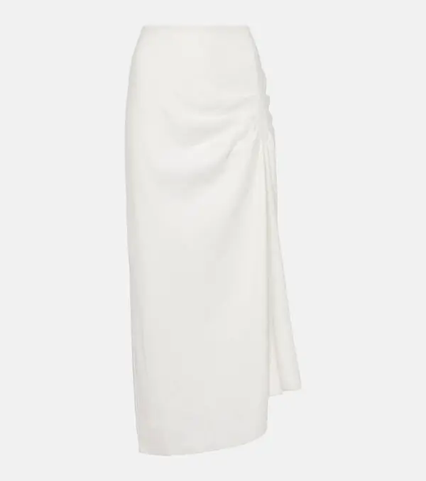 SIR. Dorian Ruched Linen-blend Maxi Skirt - White