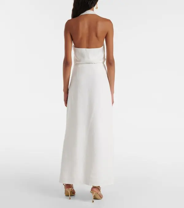 SIR. Dorian Ruched Linen-blend Maxi Skirt
