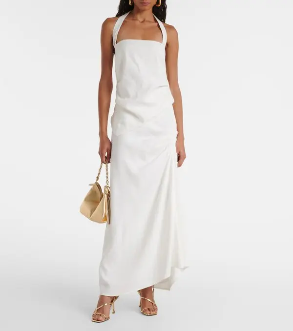 SIR. Dorian Ruched Linen-blend Maxi Skirt