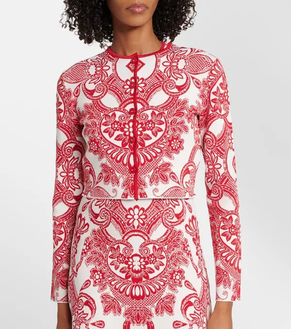 Etro Paisley Cropped Cardigan - Burgundy