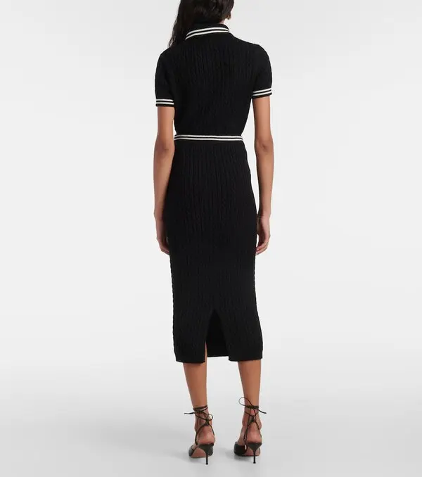 Alessandra Rich Cable-knit Cotton Midi Skirt