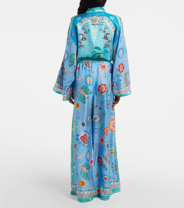 Camilla Embellished Printed Silk Palazzo Pants