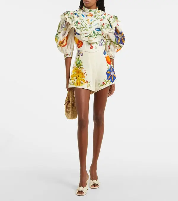 ALEMAIS Flores Floral High-rise Shorts