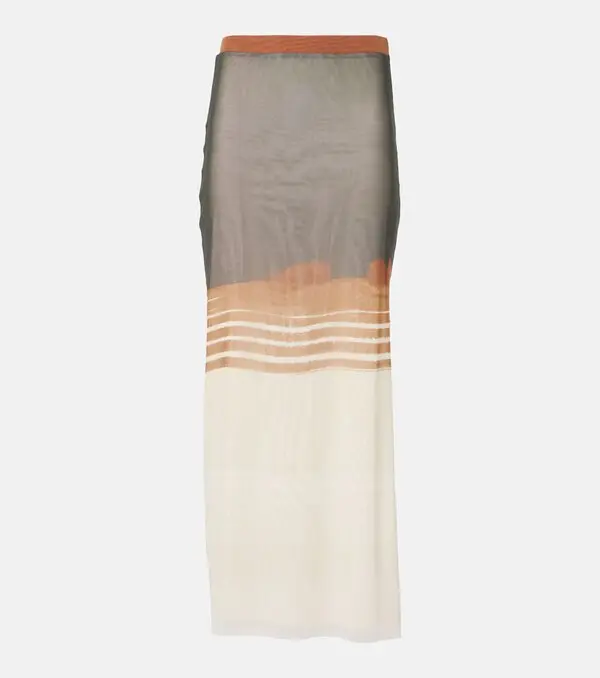 SIR. Breeze Bandeau Striped Maxi Skirt In Chocolate Shoreline Stripe - Multicoloured