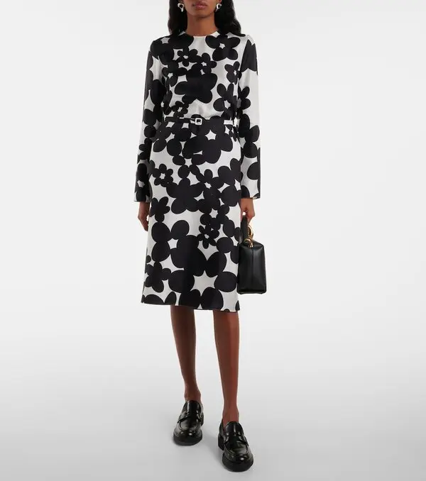 Marni Printed Silk Midi Dress