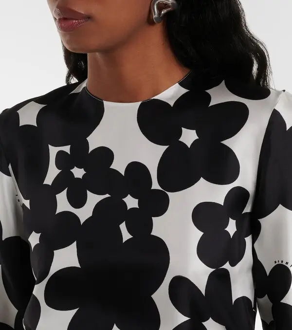 Marni Printed Silk Midi Dress