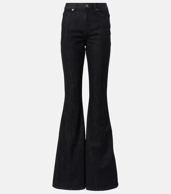SELF-PORTRAIT High-rise Flared Jeans In Ivory Glow