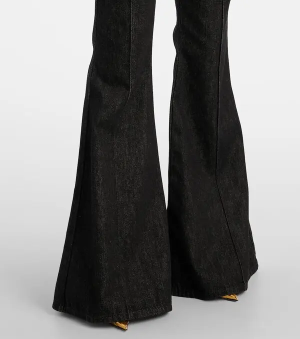 SELF-PORTRAIT High-rise Flared Jeans In Ivory Glow