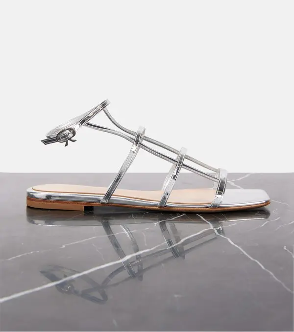 GIANVITO ROSSI Metallic Leather Sandals