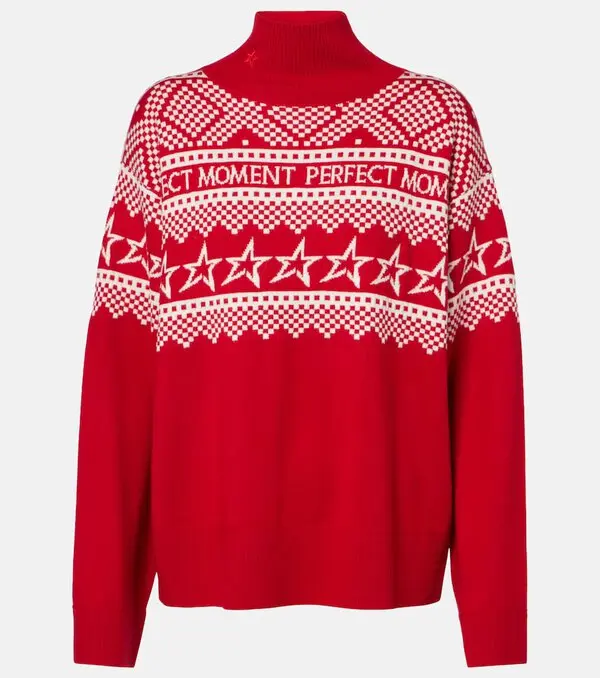 Perfect Moment Intarsia Wool High Neck Sweater