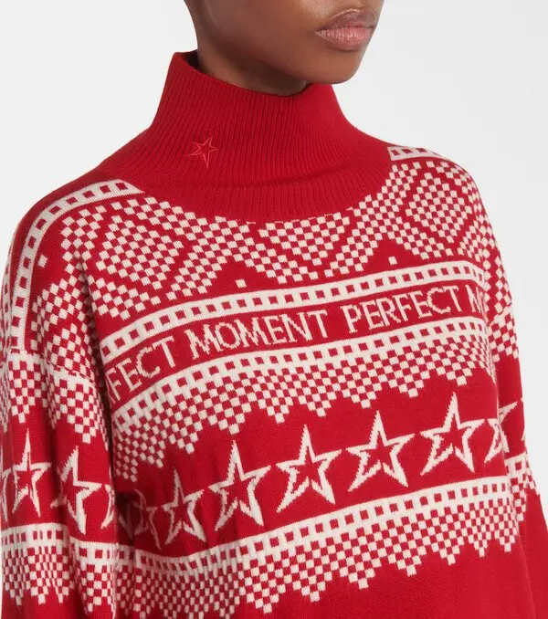 Perfect Moment Intarsia Wool High Neck Sweater
