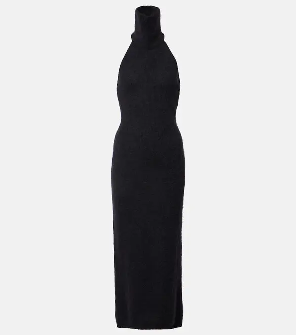Magda Butrym Halterneck Mohair-blend Maxi Dress - Black