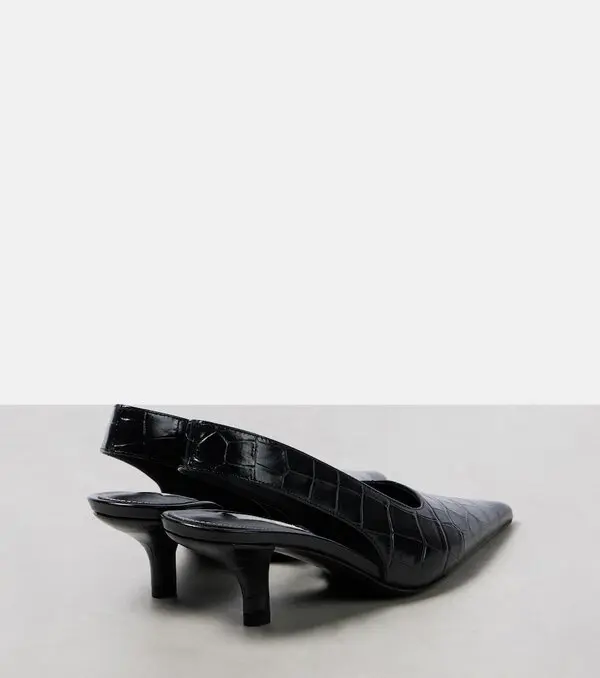 TOTEME Croc-effect Leather Slingback Pumps - Black