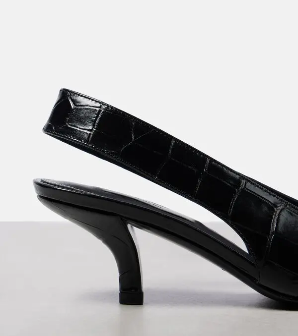 TOTEME Croc-effect Leather Slingback Pumps