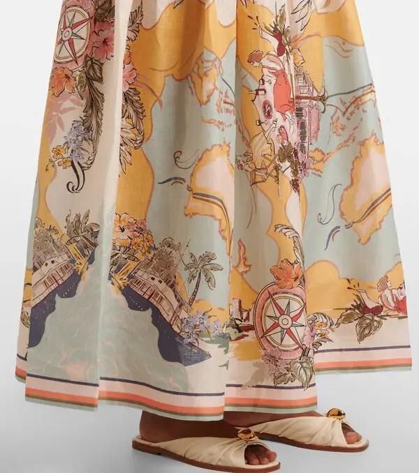 Zimmermann Tallow Printed Linen Maxi Skirt
