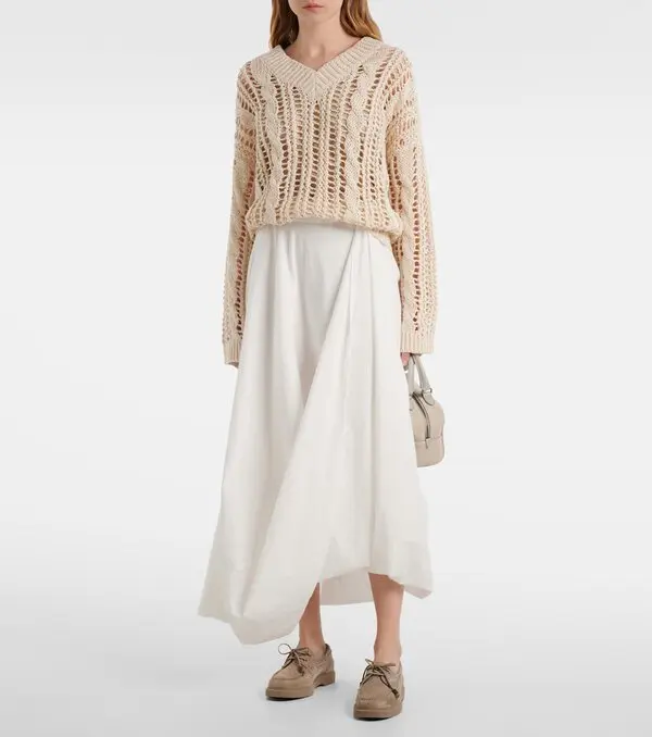 Brunello Cucinelli Cotton-blend Maxi Skirt