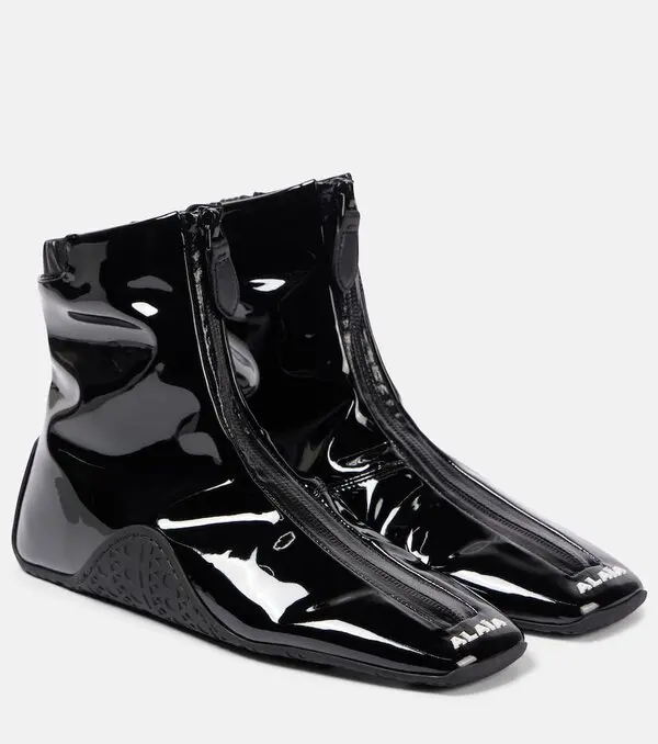 Alaïa Faux Patent Leather Ankle Boots