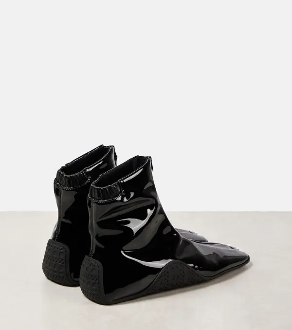 Alaïa Faux Patent Leather Ankle Boots