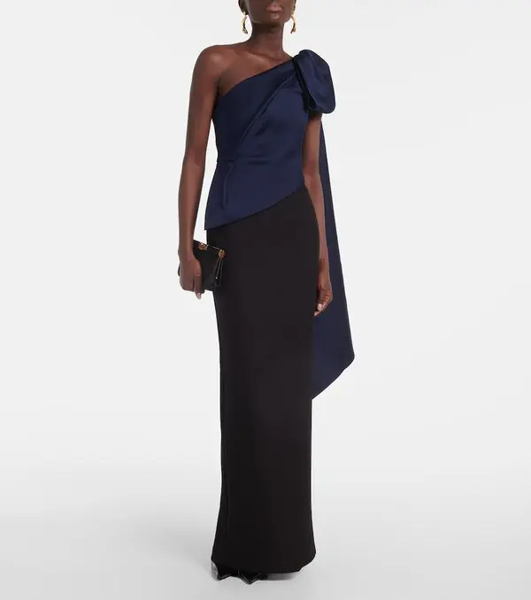 Roland Mouret Bow-detail Draped Taffeta Gown