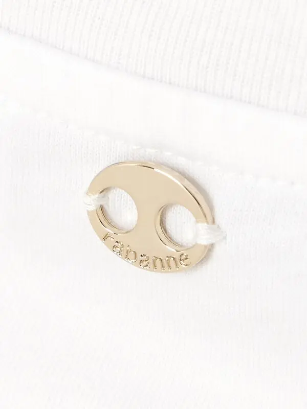 Rabanne Cropped Embellished Cotton-jersey T-shirt - White